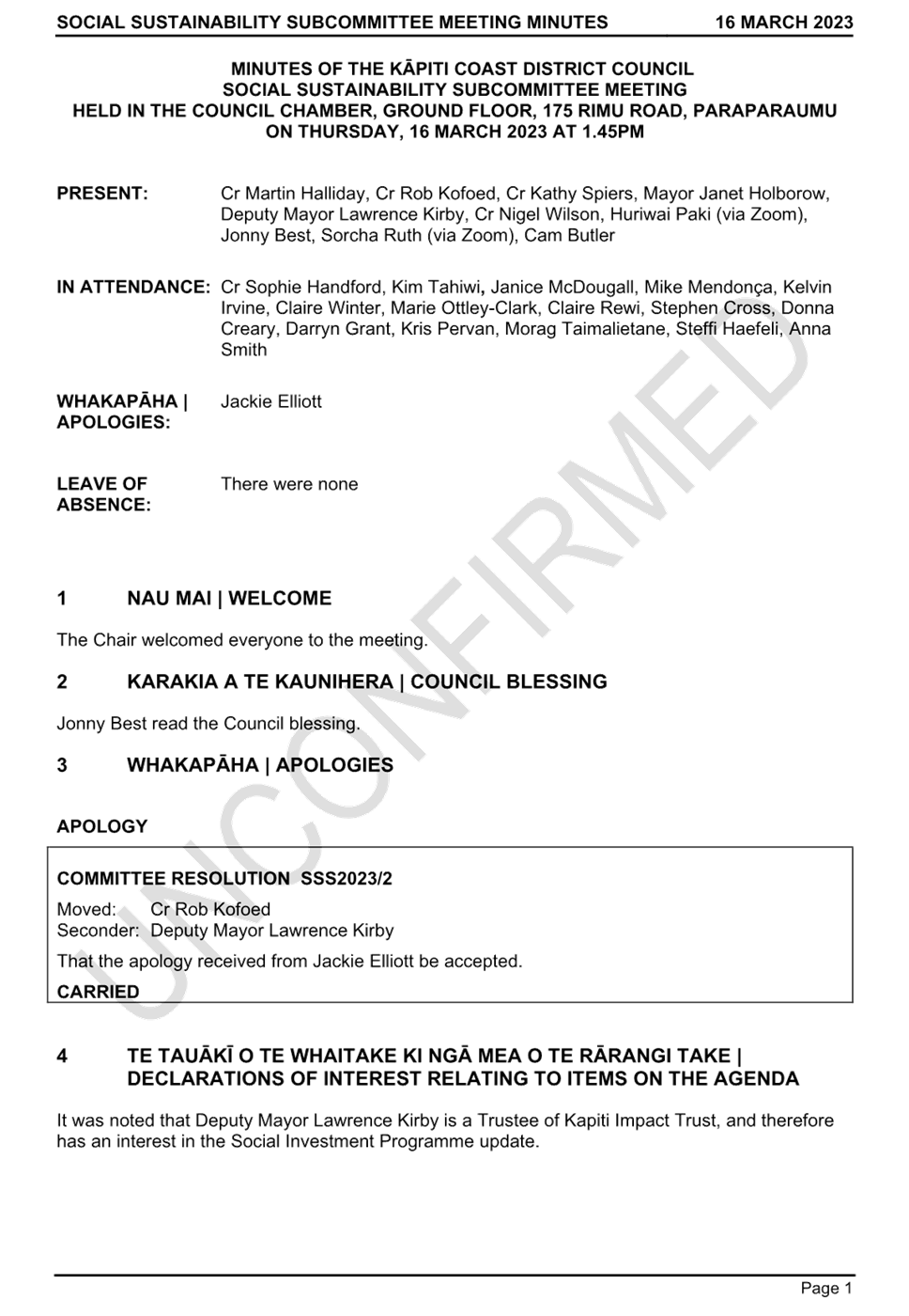 Agenda of Social Sustainability Subcommittee Meeting - Tuesday, 9 May 2023