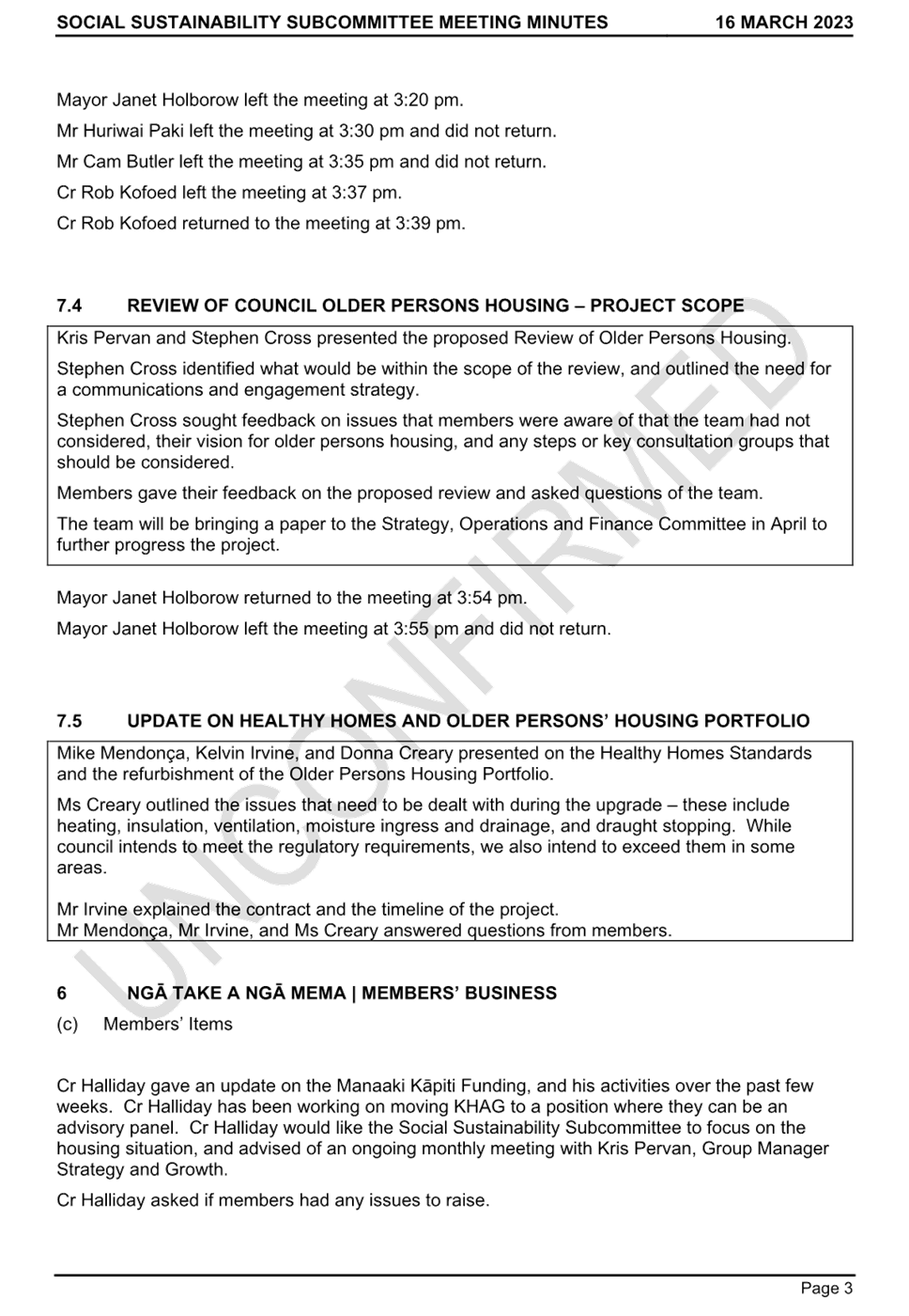 Agenda of Social Sustainability Subcommittee Meeting - Tuesday, 9 May 2023