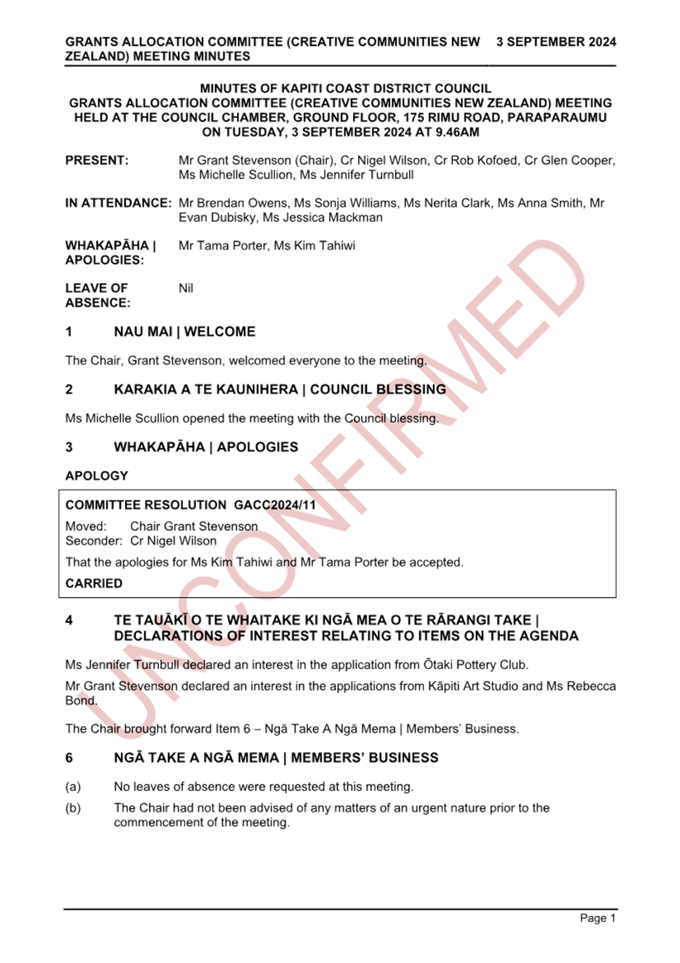 Agenda of Grants Allocation Committee (Creative Communities New Zealand ...