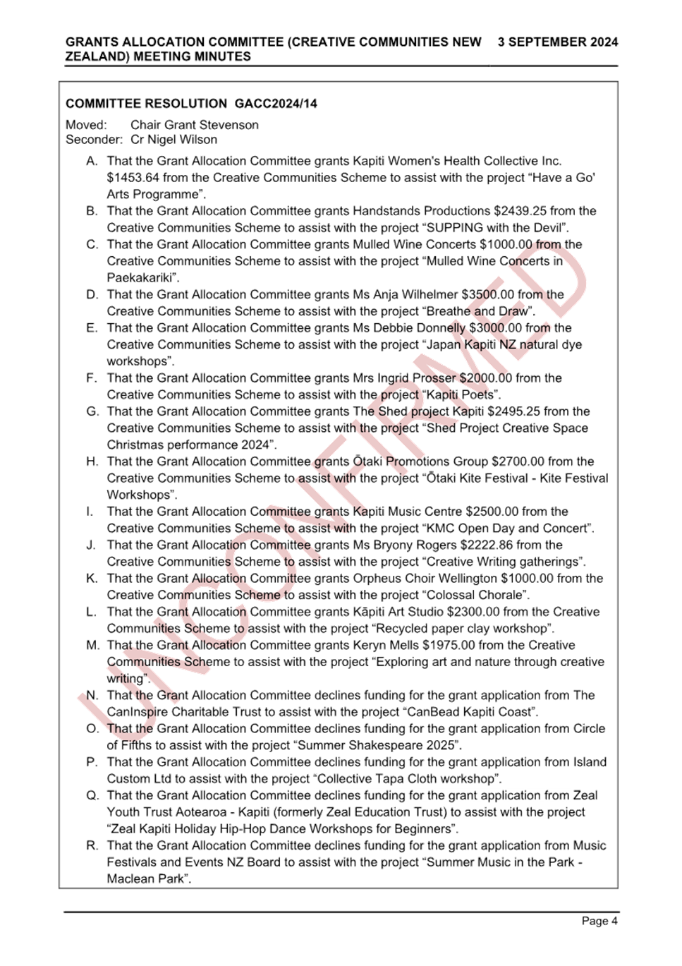 Agenda of Grants Allocation Committee (Creative Communities New Zealand ...