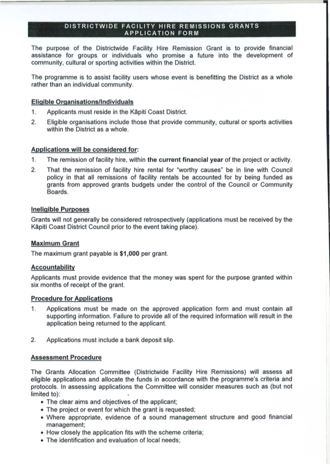 Agenda of Grants Allocation Committee (Districtwide Facility Hire ...